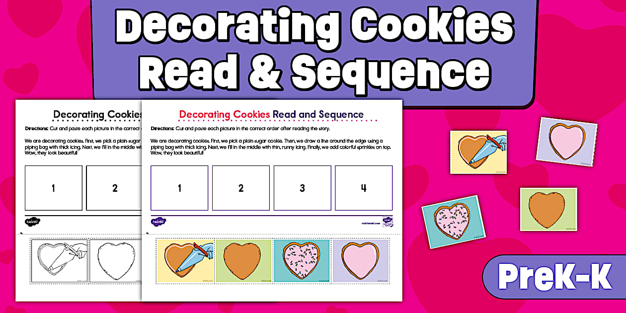 Decorating Cookies Read and Sequence Worksheet for PreK-K
