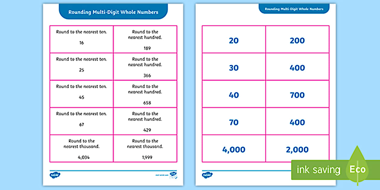 Rounding Multi Digit Whole Numbers Worksheet Twinkl