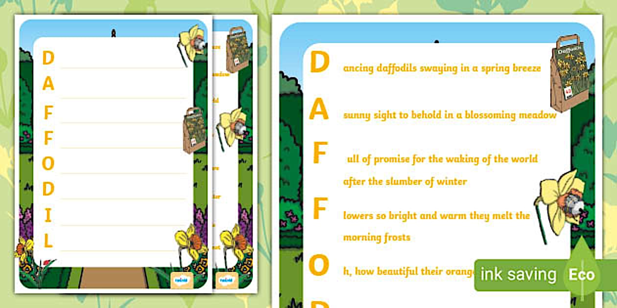 Daffodil Acrostic Poem Example (teacher made) - Twinkl