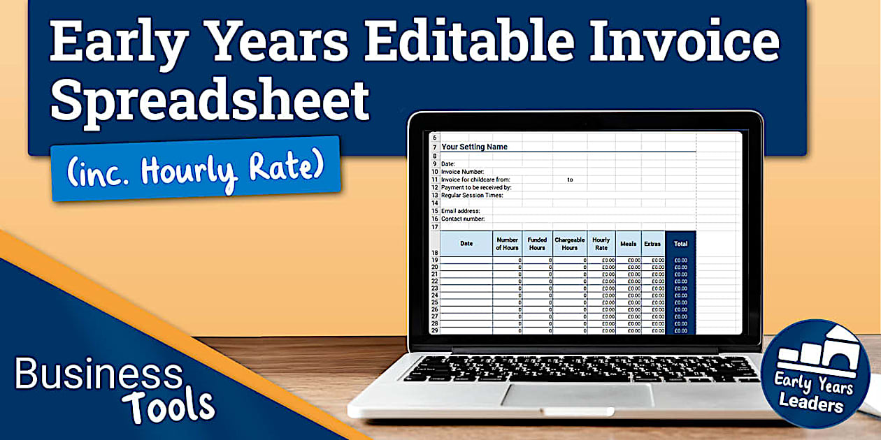 Early Years Editable Invoice Template (inc. Hourly Rate)