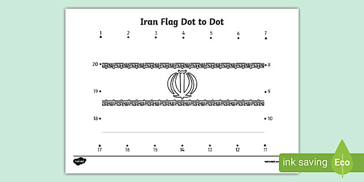 Iran Flag Dot to Dot Worksheet - Flags | Twinkl - Twinkl