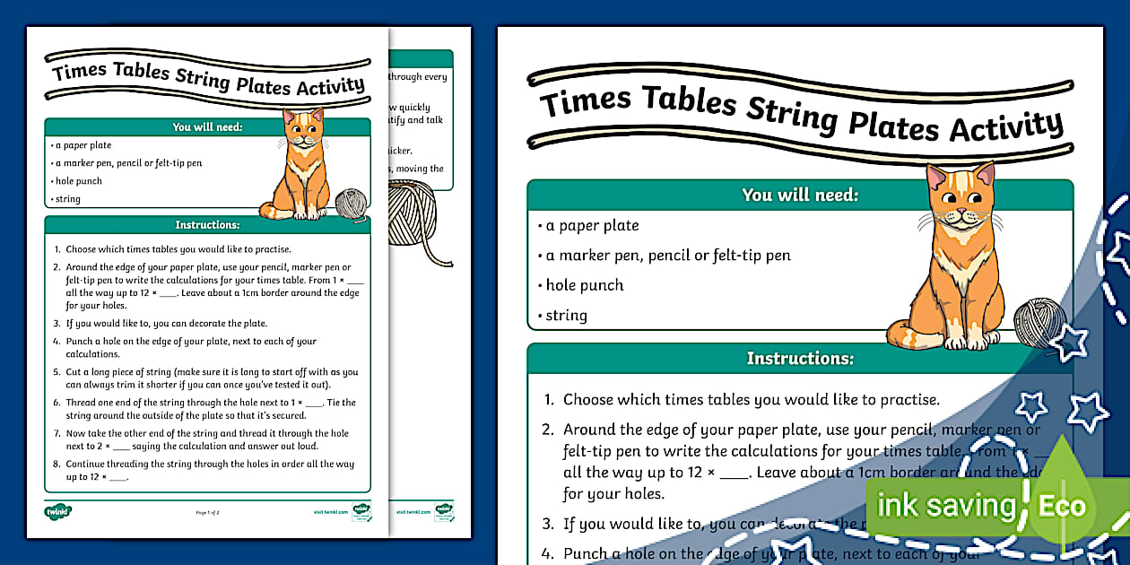 Times Tables String Plates Activity - Twinkl