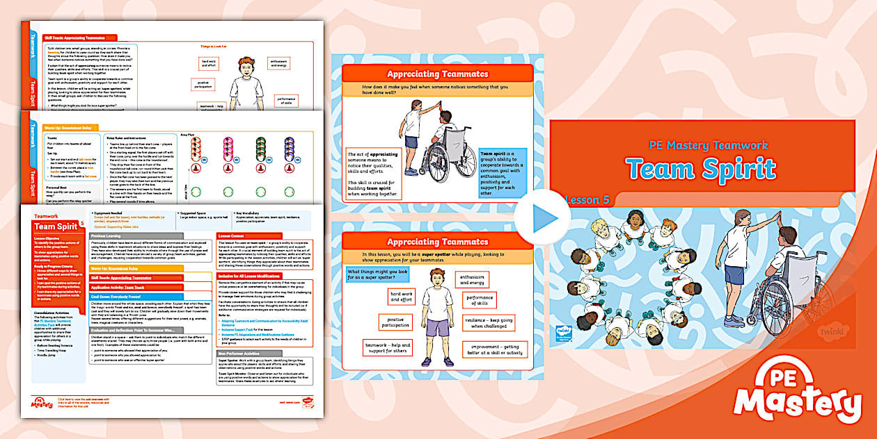 PE Mastery: Year 2 Teamwork Lesson 5 - Team Spirit - Twinkl