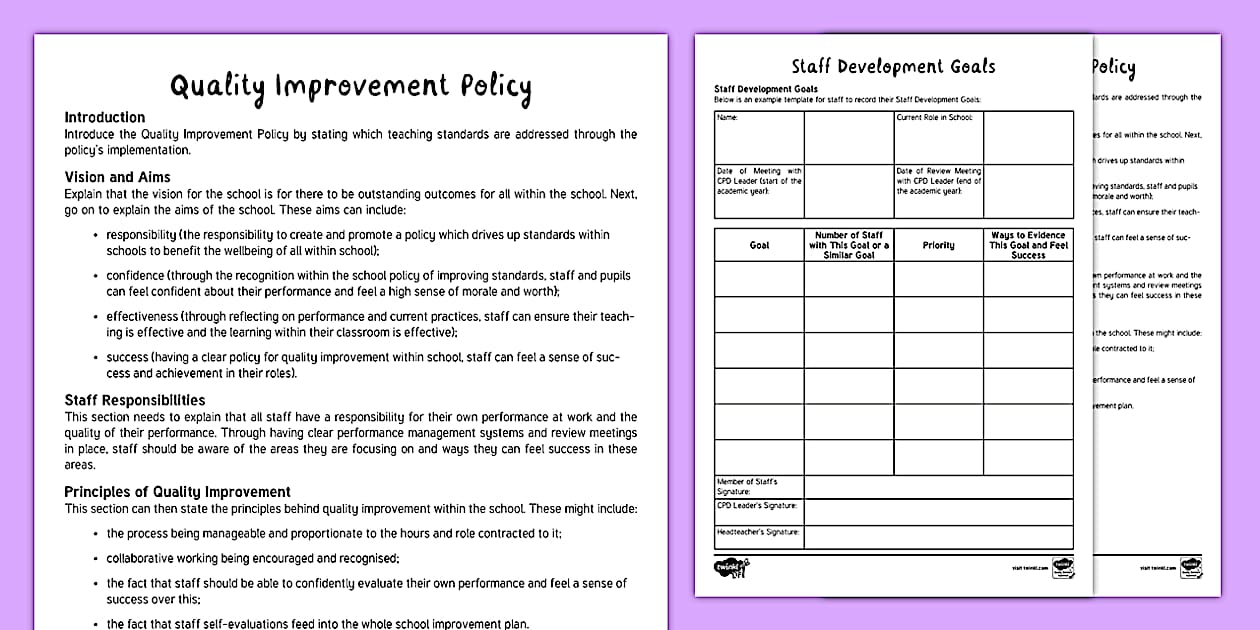 Quality Improvement Plan - QIP Template - Twinkl