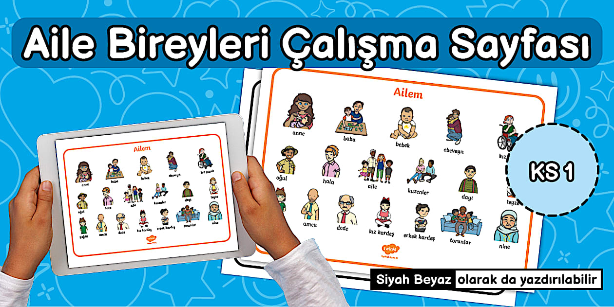 Aile Bireyleri Çalışma Sayfası-Twinkl