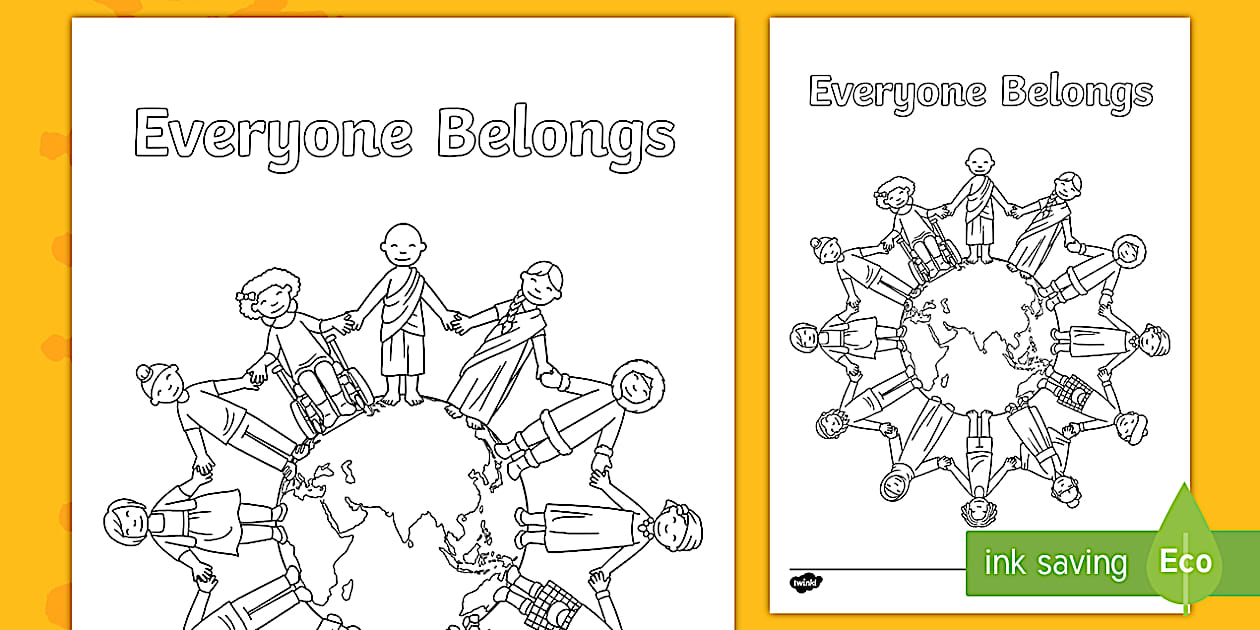 Editable Harmony Week Everyone Belongs Colouring Page