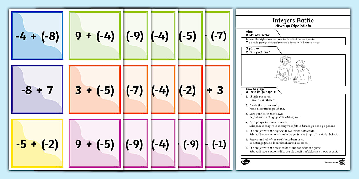 Integers Battle Game – Sepedi