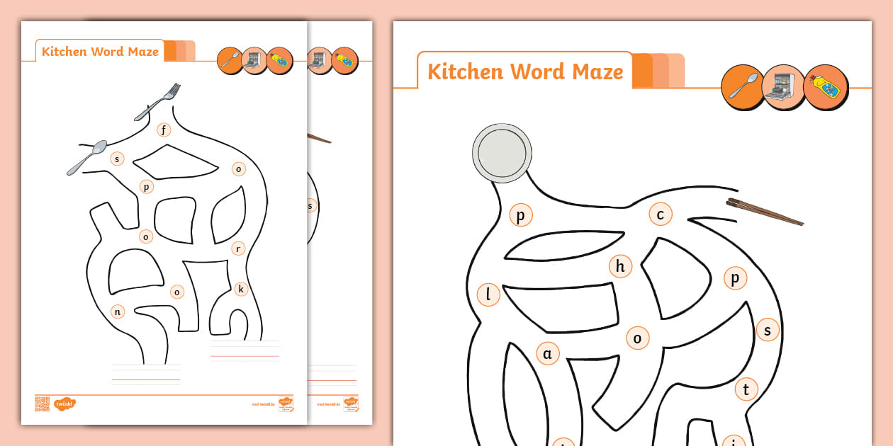 03 Teacher I Am Done ⅼ Kitchen Word Maze and Write Activity