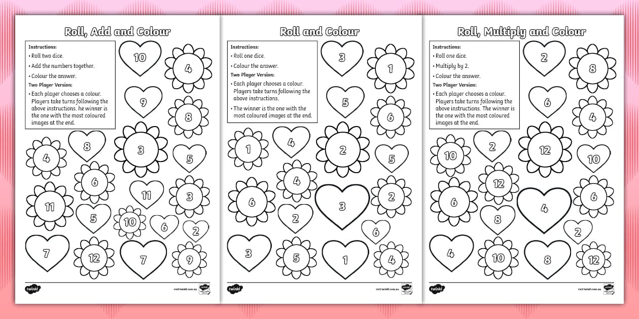 Valentine's Day Roll and Colour (teacher made) - Twinkl