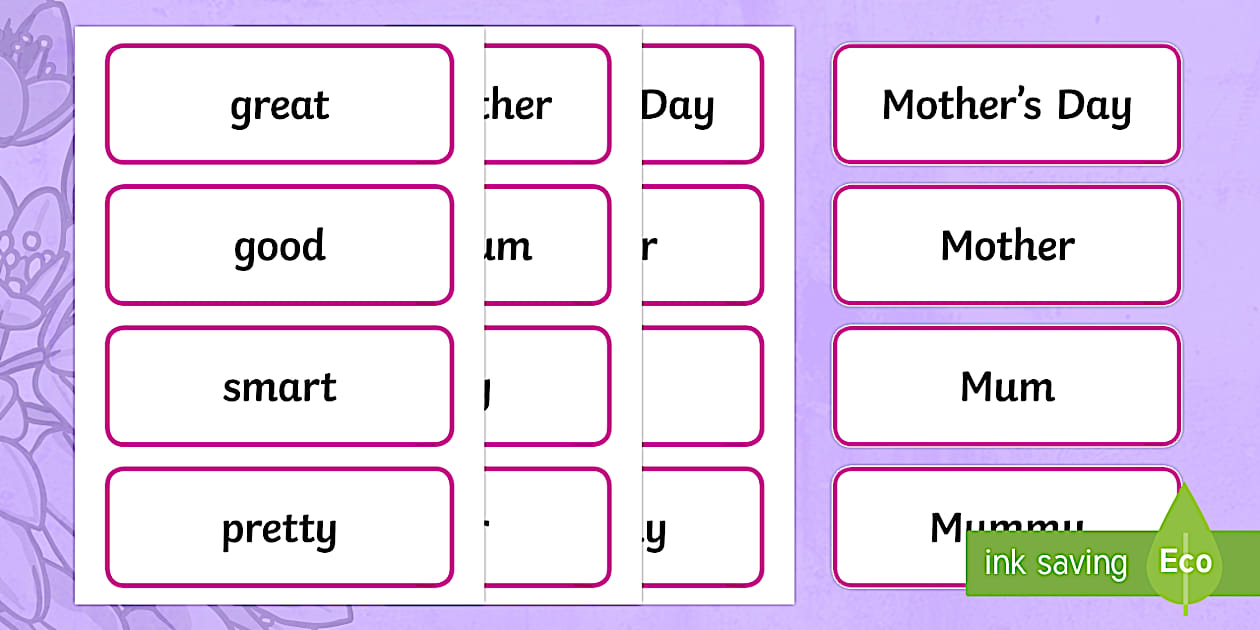 Mother's Day Flash Cards | Mother's Day | NZ Years 0 to 3