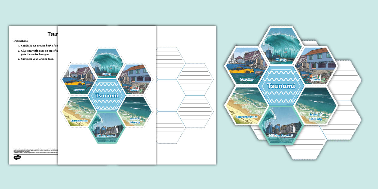 Tsunami Hexagon Writing Template (teacher made) - Twinkl