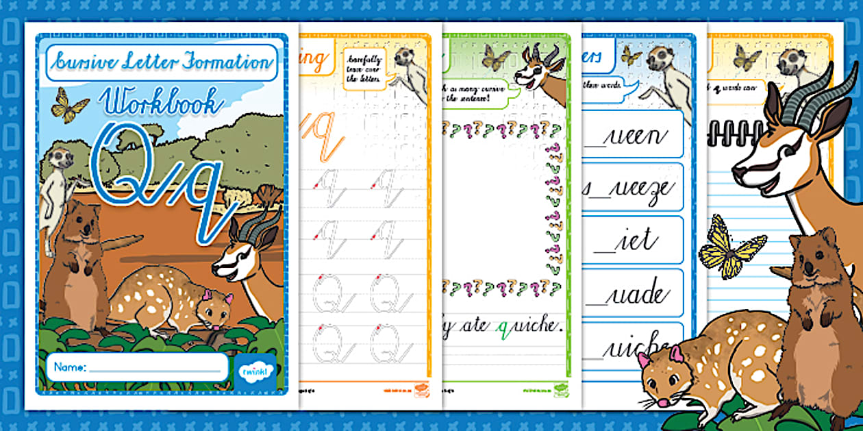 Cursive Letter Formation Workbook - Qq (teacher made)