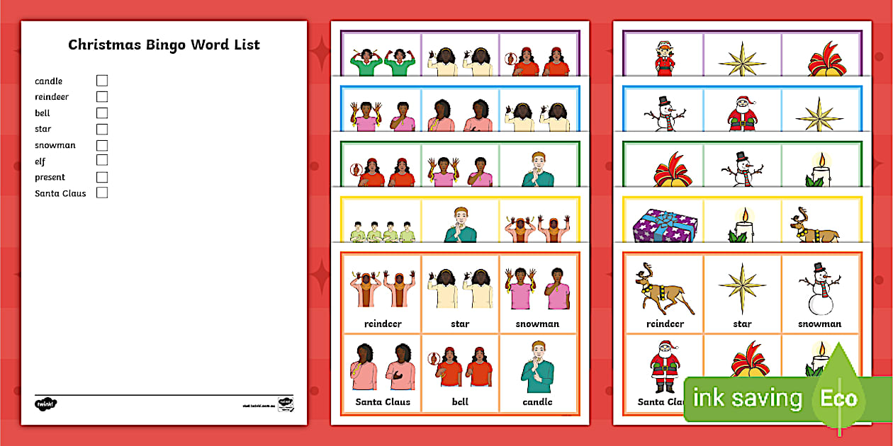 Auslan Christmas Bingo | Languages | Australian Curriculum.