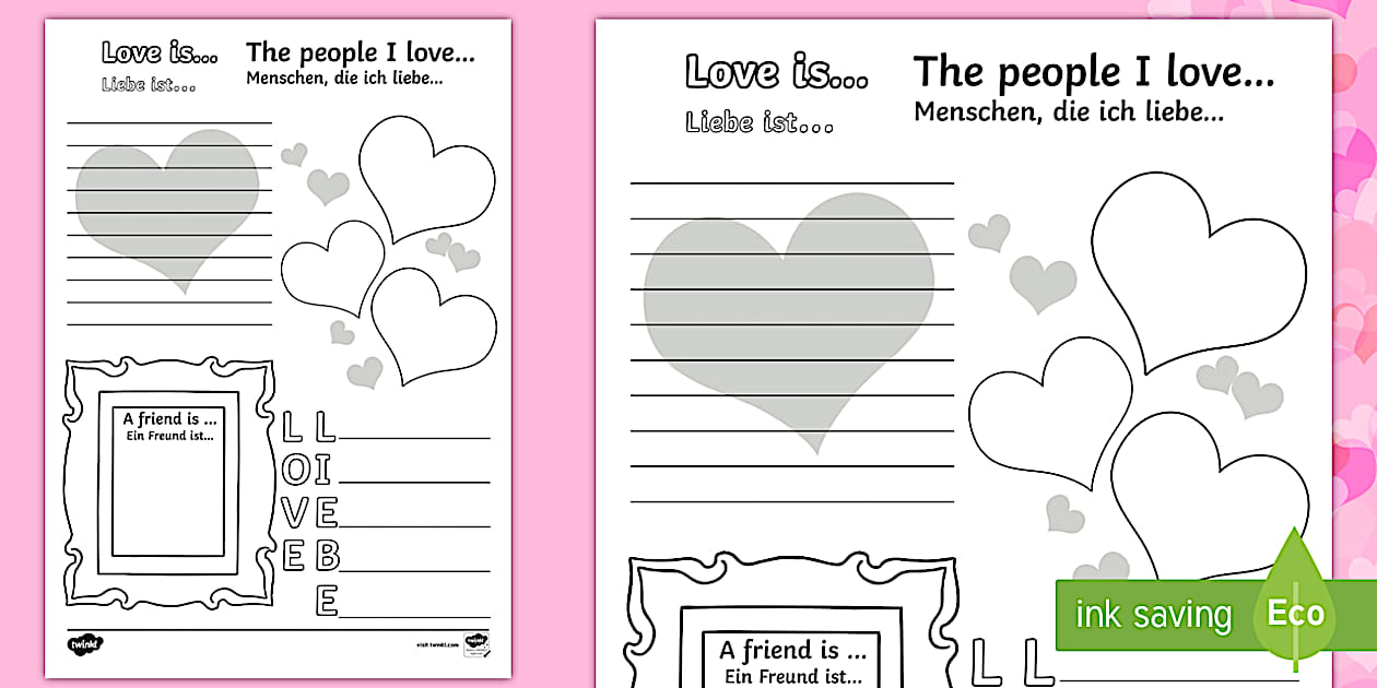 Valentine's Day Worksheet English/German - EAL, German, Valentines Day