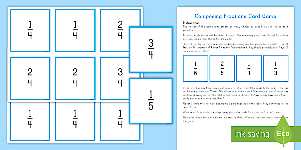 Decomposing and Composing Fractions Card Game (teacher made)