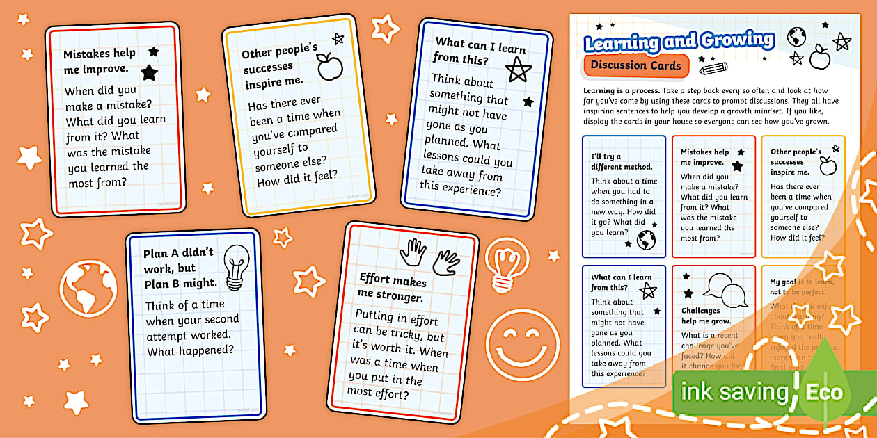Learning and Growing Discussion Cards (Ages 5 - 7) - Twinkl