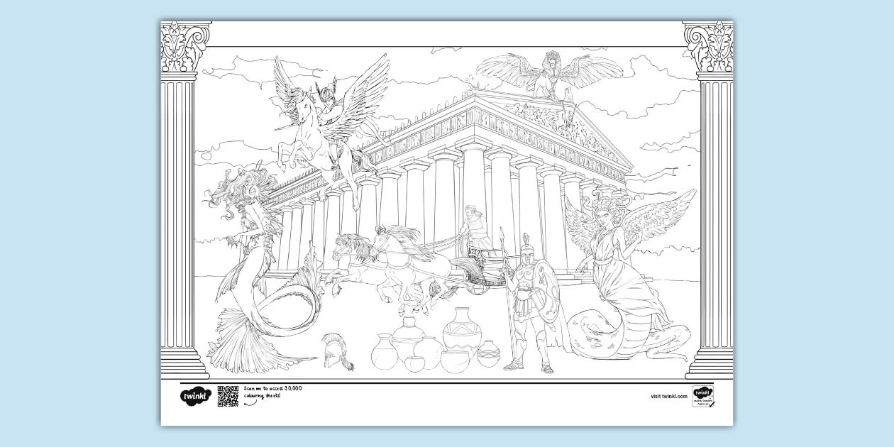 Ancient Greece Montage Colouring Page