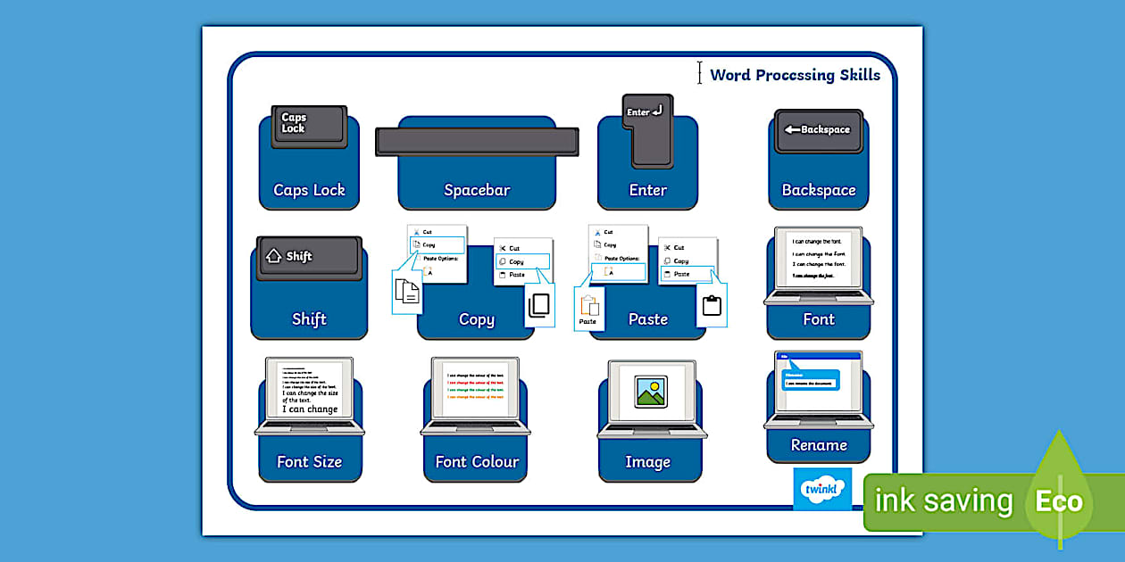 KS1 Word Processing Skills Word Mat - Twinkl UK - Computing