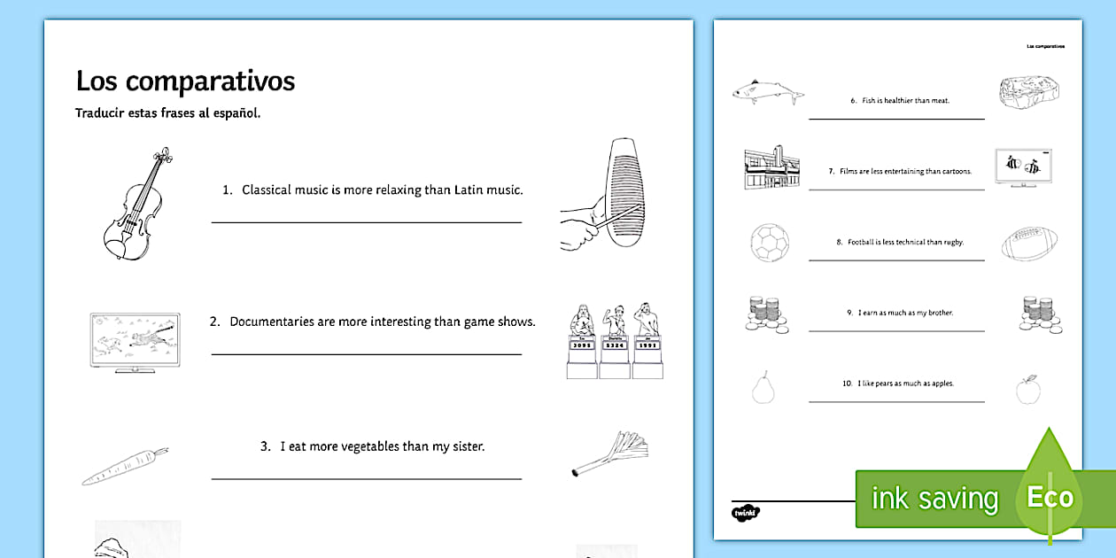 Comparatives Practice Worksheet / Worksheet - Twinkl