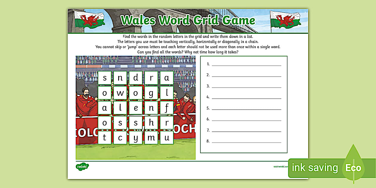 Wales Word Grid Game (teacher made) - Twinkl