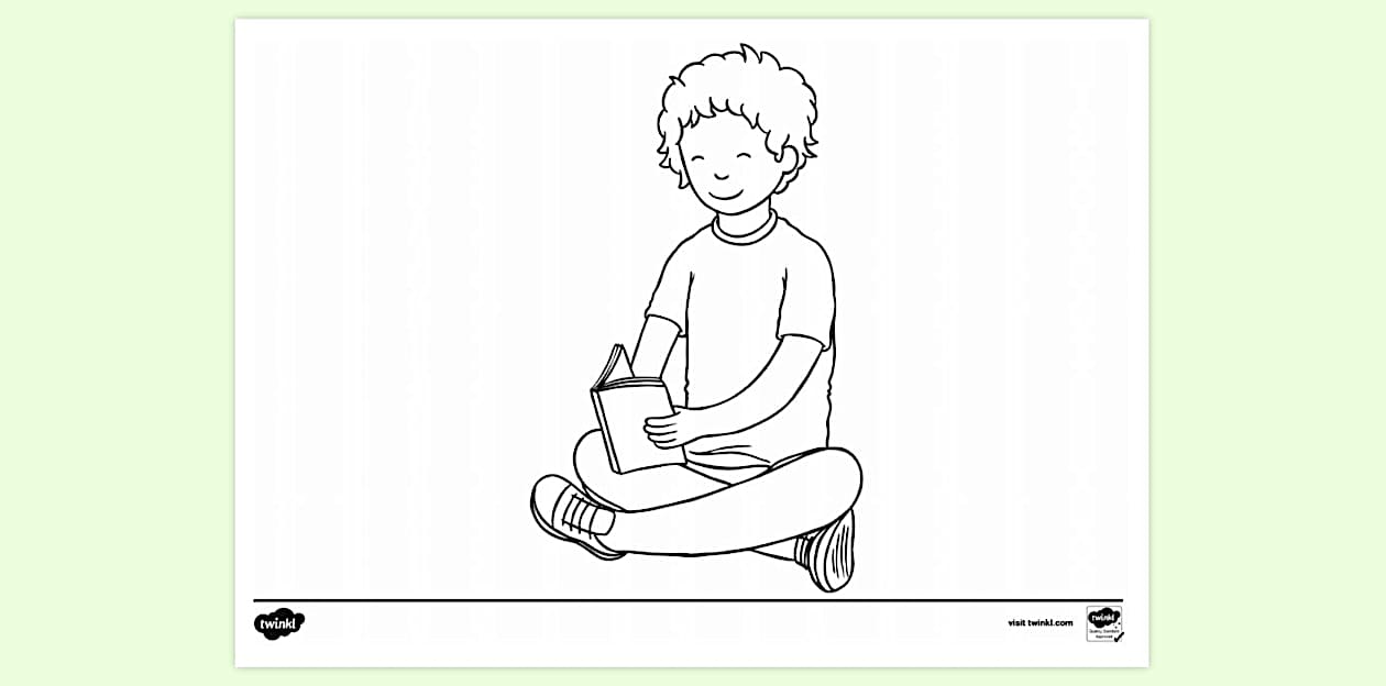 Boy Reading Colouring Sheet 4 | Colouring Sheets - Twinkl