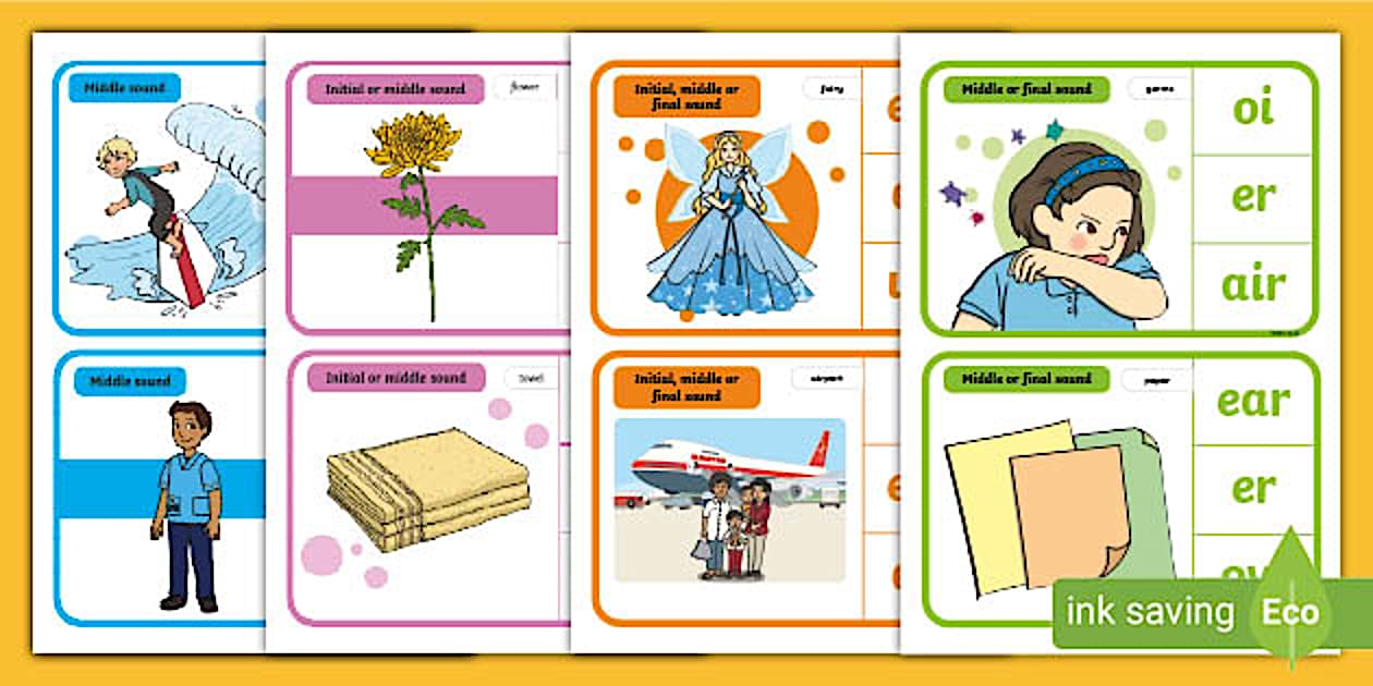 Phase 3 Vowel Digraphs ur/ow/ow/oi/ear/air/ure/er/ Peg Matching