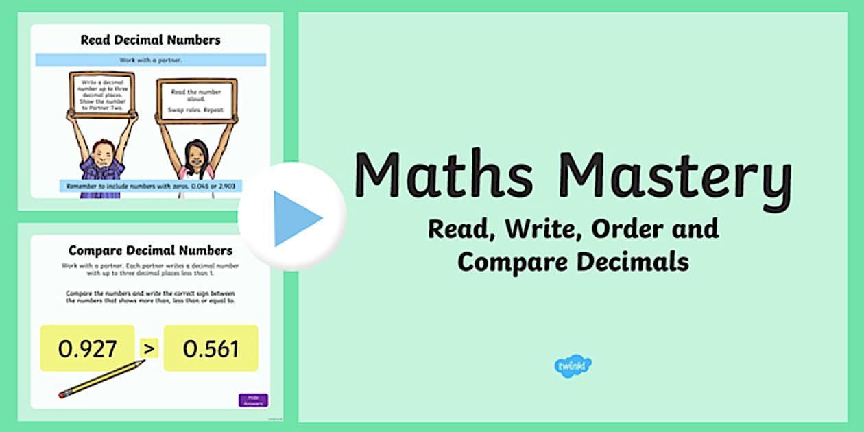Year 5, Fractions and Decimals, Read Write Order Compare Decimals Maths