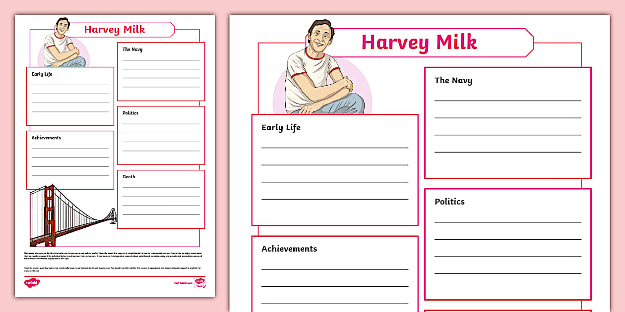 Harvey Milk Fact File Template (teacher made) - Twinkl