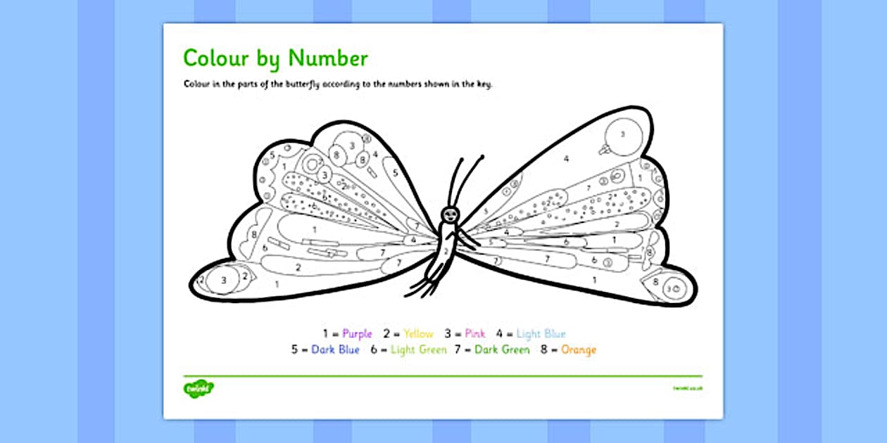 Colour By Number Butterfly (teacher made) - Twinkl