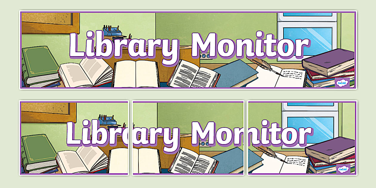 Library Monitor Display Banner (Teacher-Made) - Twinkl