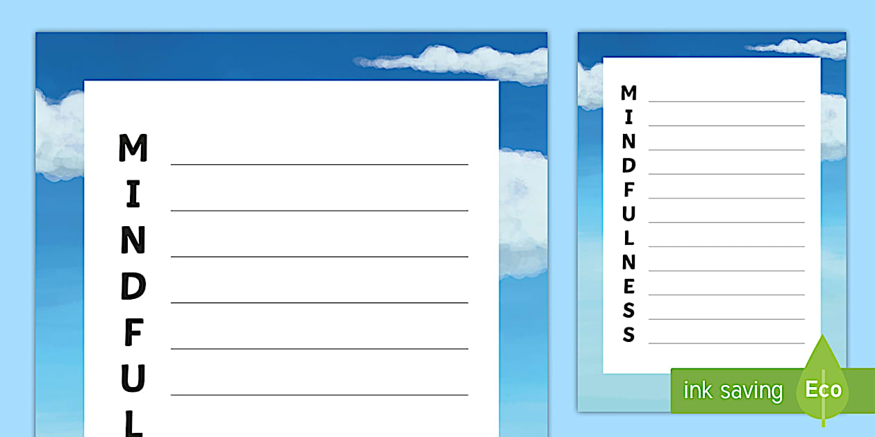 Editable Mindfulness Acrostic Poem (teacher made) - Twinkl
