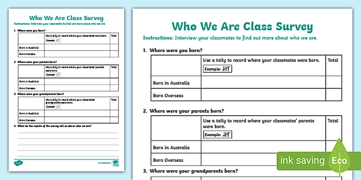 Who We Are Class Survey HASS Resource