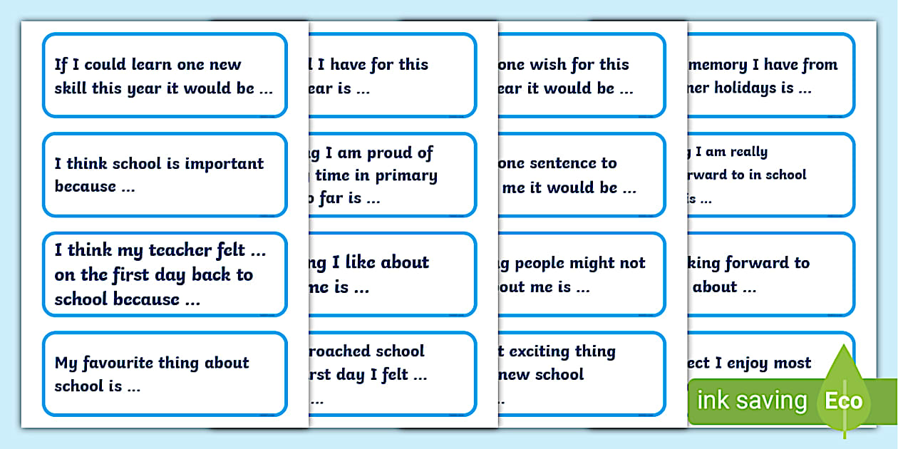 Back to School (Oral Language Sentence Starters Activity)