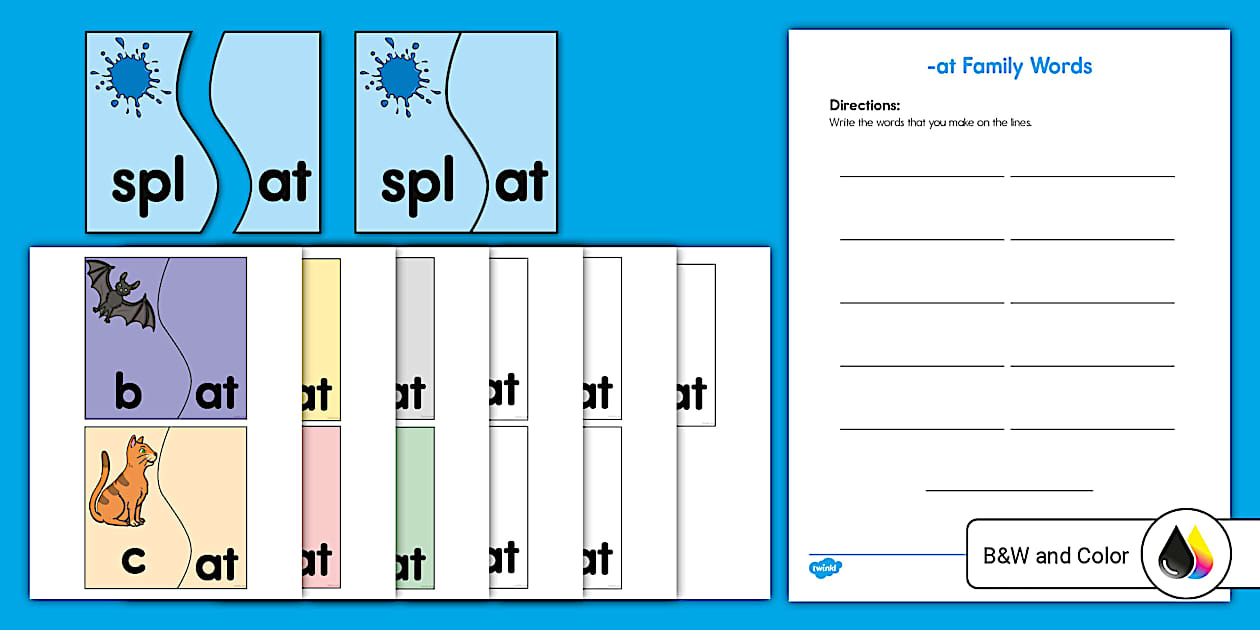-at Word Family Jigsaw Puzzles for K-1st Grade - Twinkl