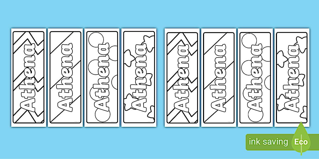 Athena Name Simple Colouring Bookmarks (Teacher-Made)