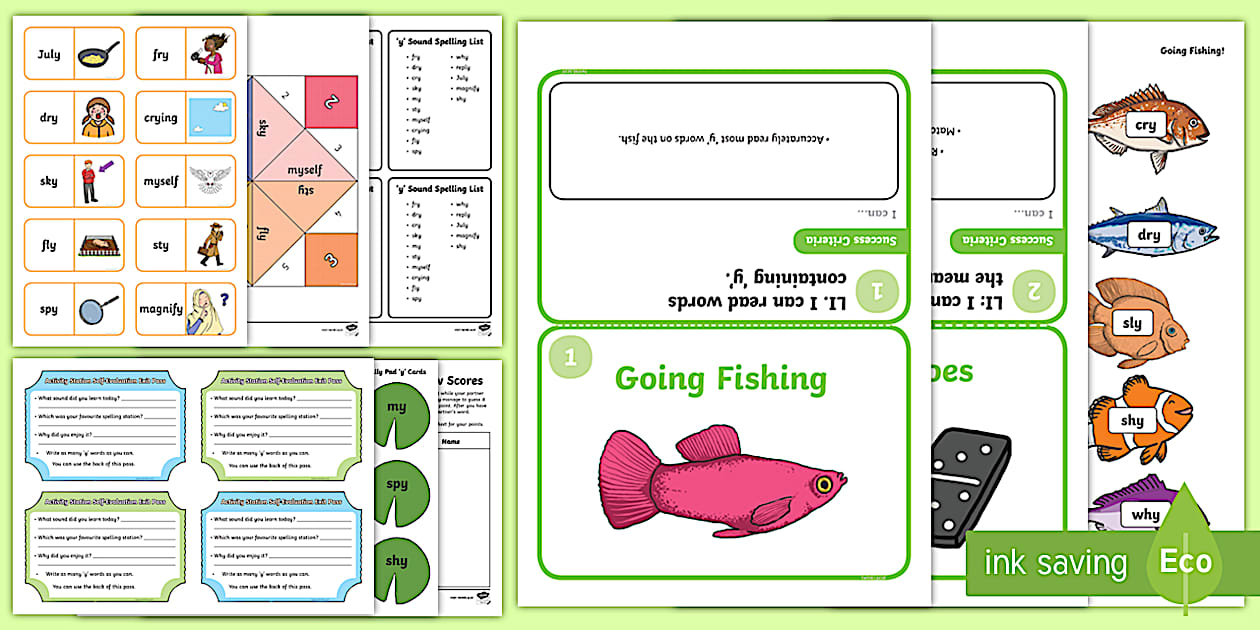 'i' Sound Spelt Y Activity Stations