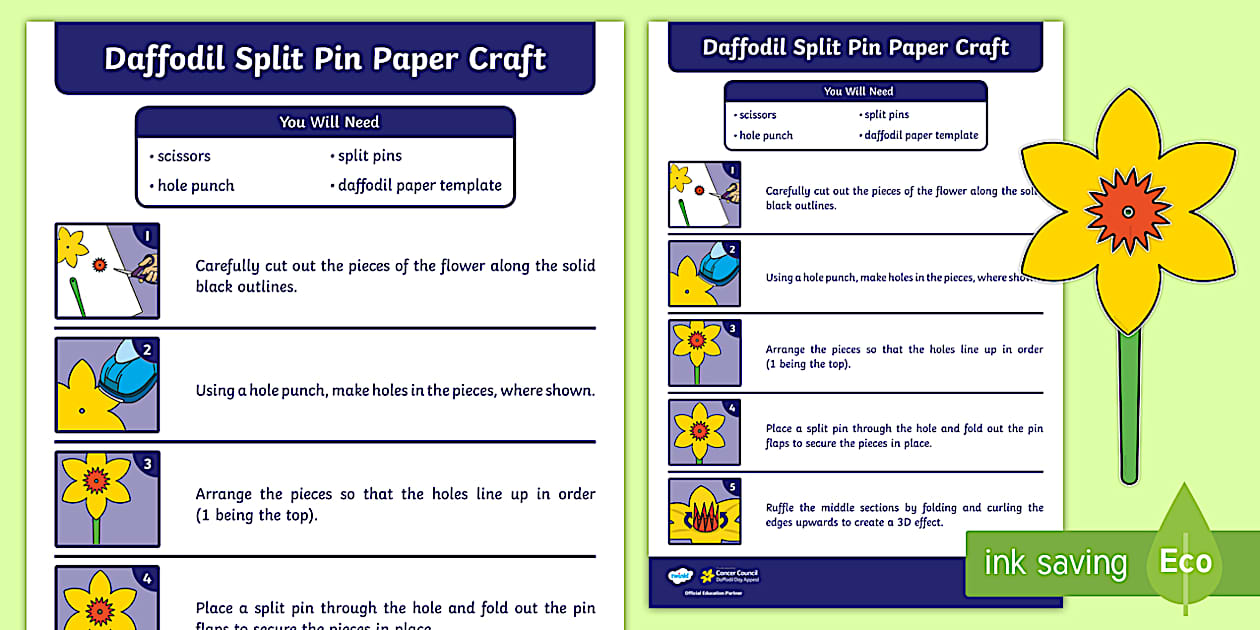 FREE! - Split Pin Daffodil Paper Craft (teacher made)