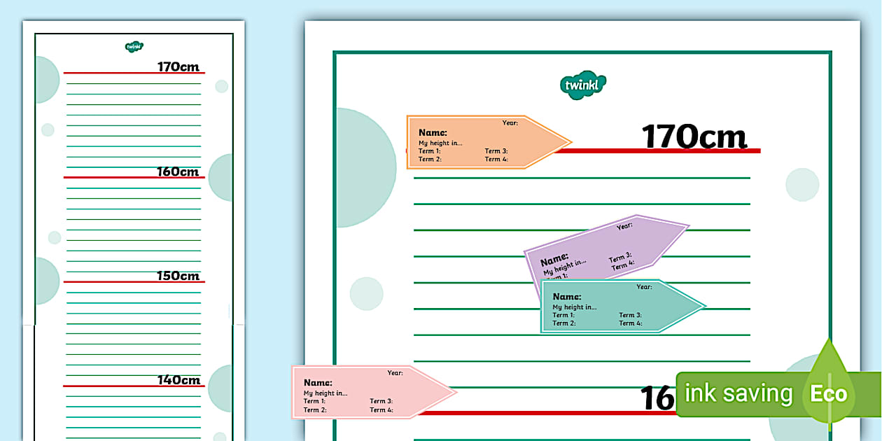 Through the Year Height Tracker and Chart (teacher made)