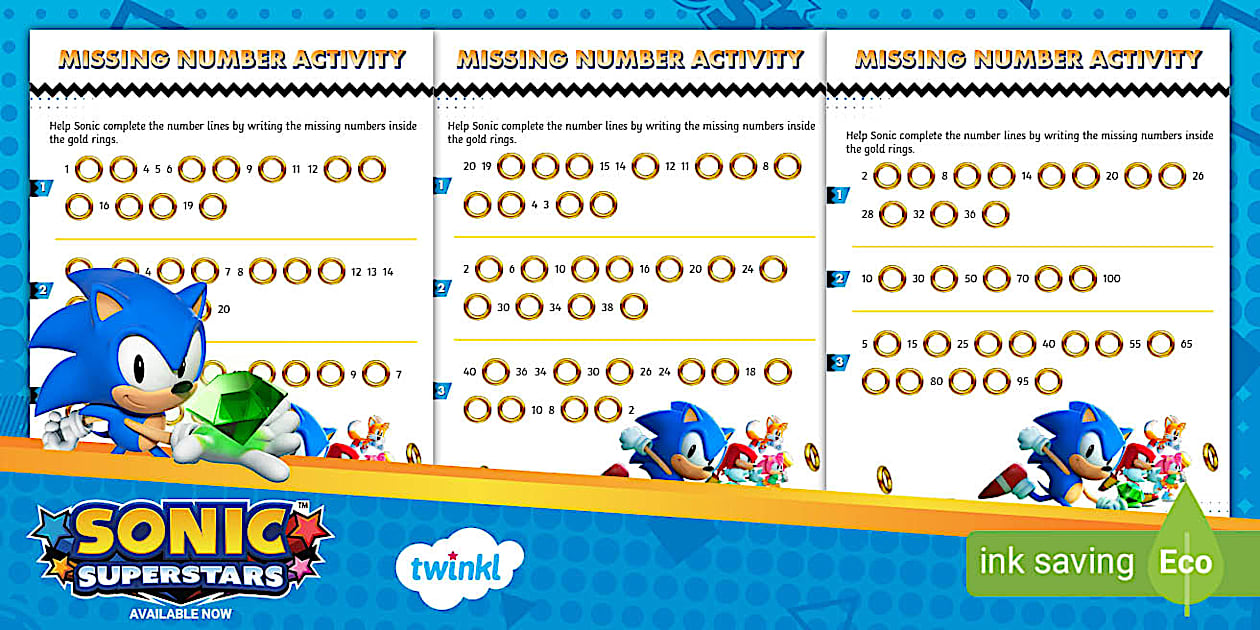 FREE! - 👉 Sonic: Missing Number Lines [Ages 5-7] - Twinkl