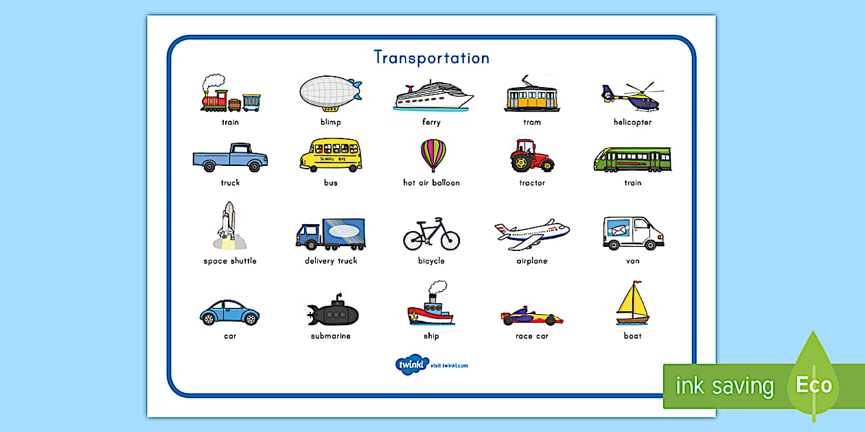 Transportation Word Mat (teacher made) - Twinkl