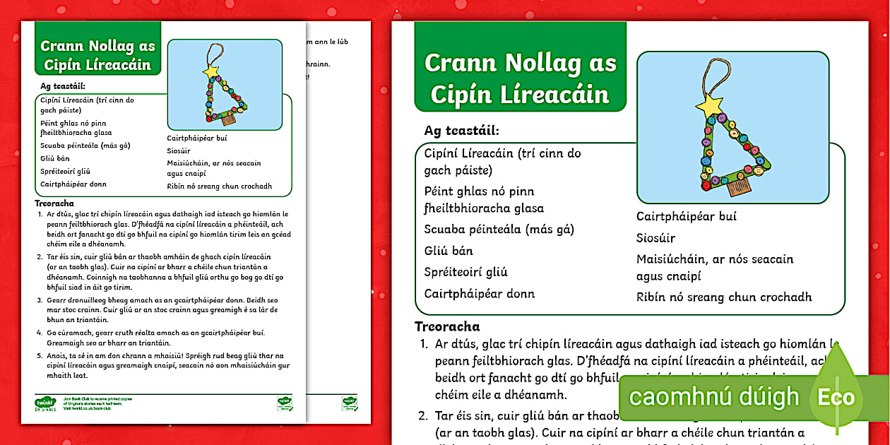 Treoracha do Chrann Nollag as Cipín Líreacáin - Twinkl