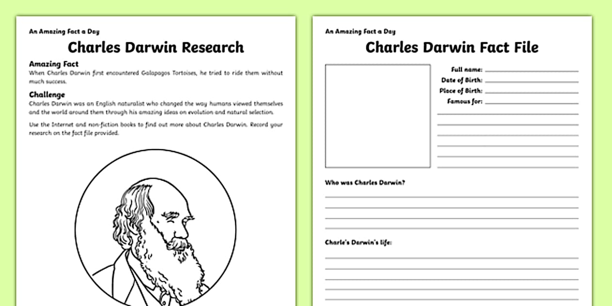 Editable Charles Darwin KS2 Research Worksheet - Twinkl