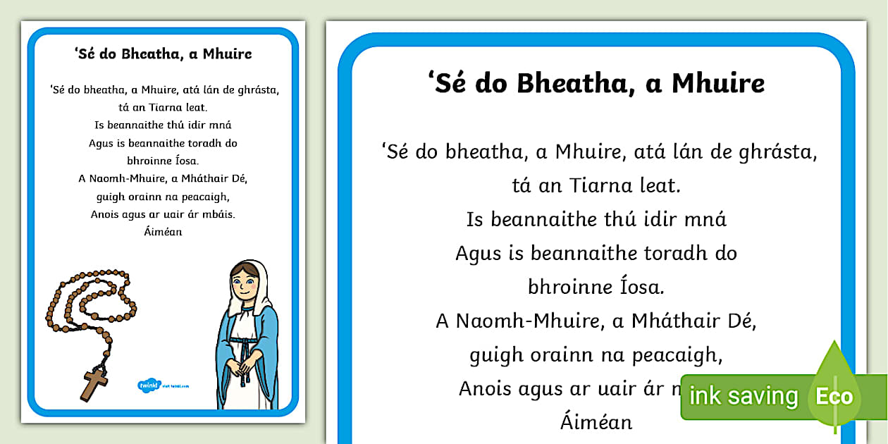 Hail Mary in Irish | Display Poster | Twinkl Resources