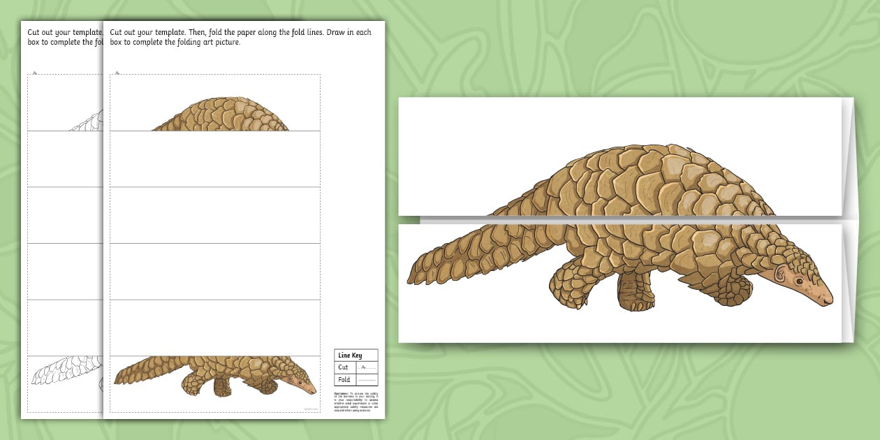 Pangolin Folding Art Template - Twinkl Colouring - Twinkl