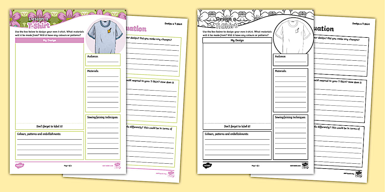 Design a T-Shirt Worksheet (teacher made) - Twinkl