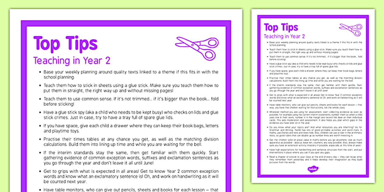 Black and White Teaching Year 2 - Top Tips (teacher made)