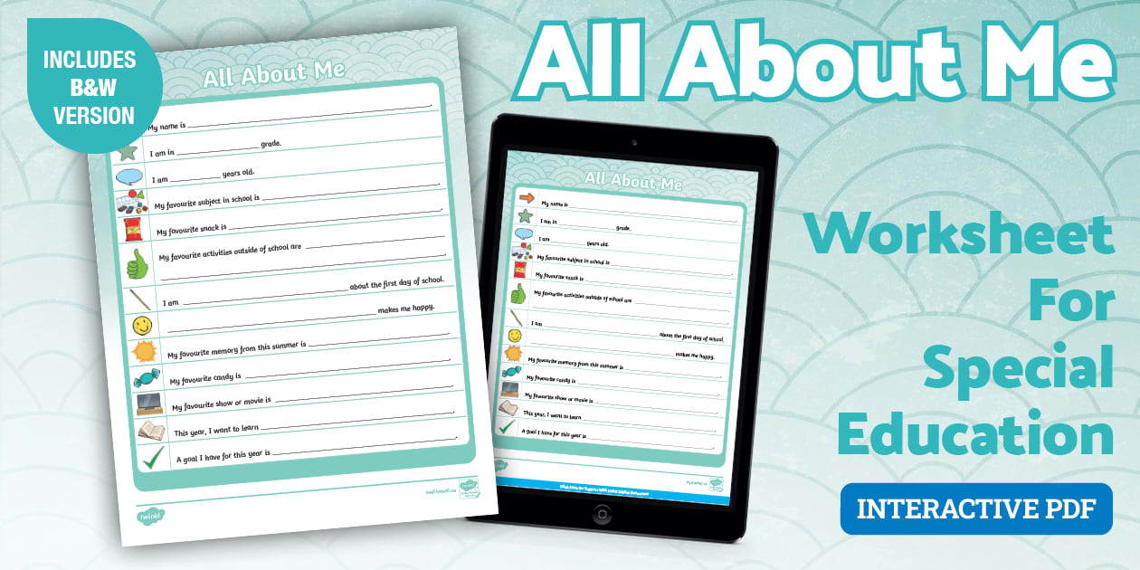 Special Ed All About Me Worksheet