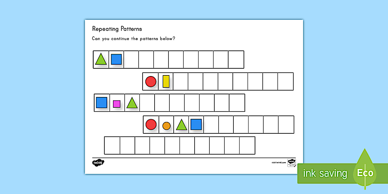 Repeating Shape Patterns Worksheet - Math (Teacher-Made)