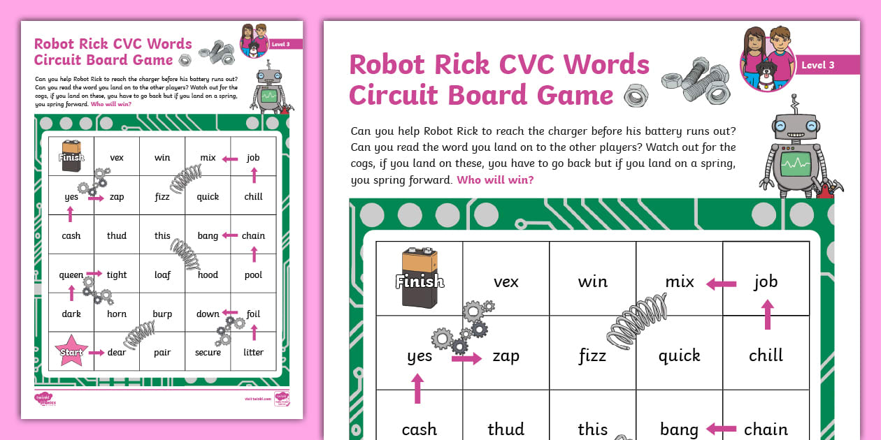 Level 3 Phonics Game - CVC Words - Blending to Read - Twinkl