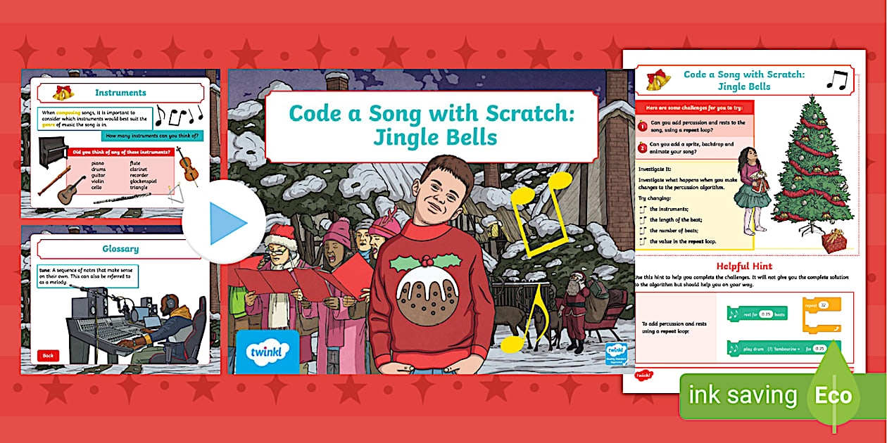 KS2- Code a Song with Scratch: Jingle Bells - Twinkl